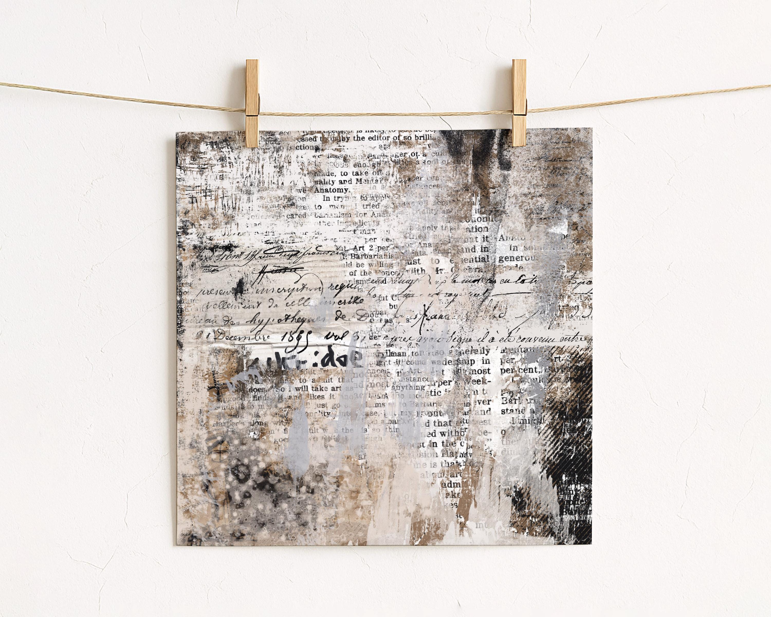 Grunge Letters and Numbers Digital Paper Pack for Collage Junk Journal ...