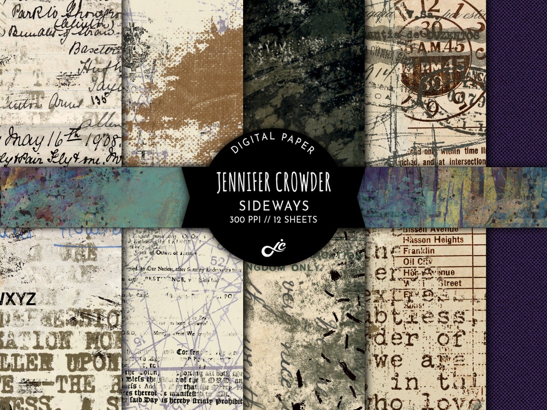 Sideways Digital Paper Pack -- Printable Papers -- Collage Paper ...