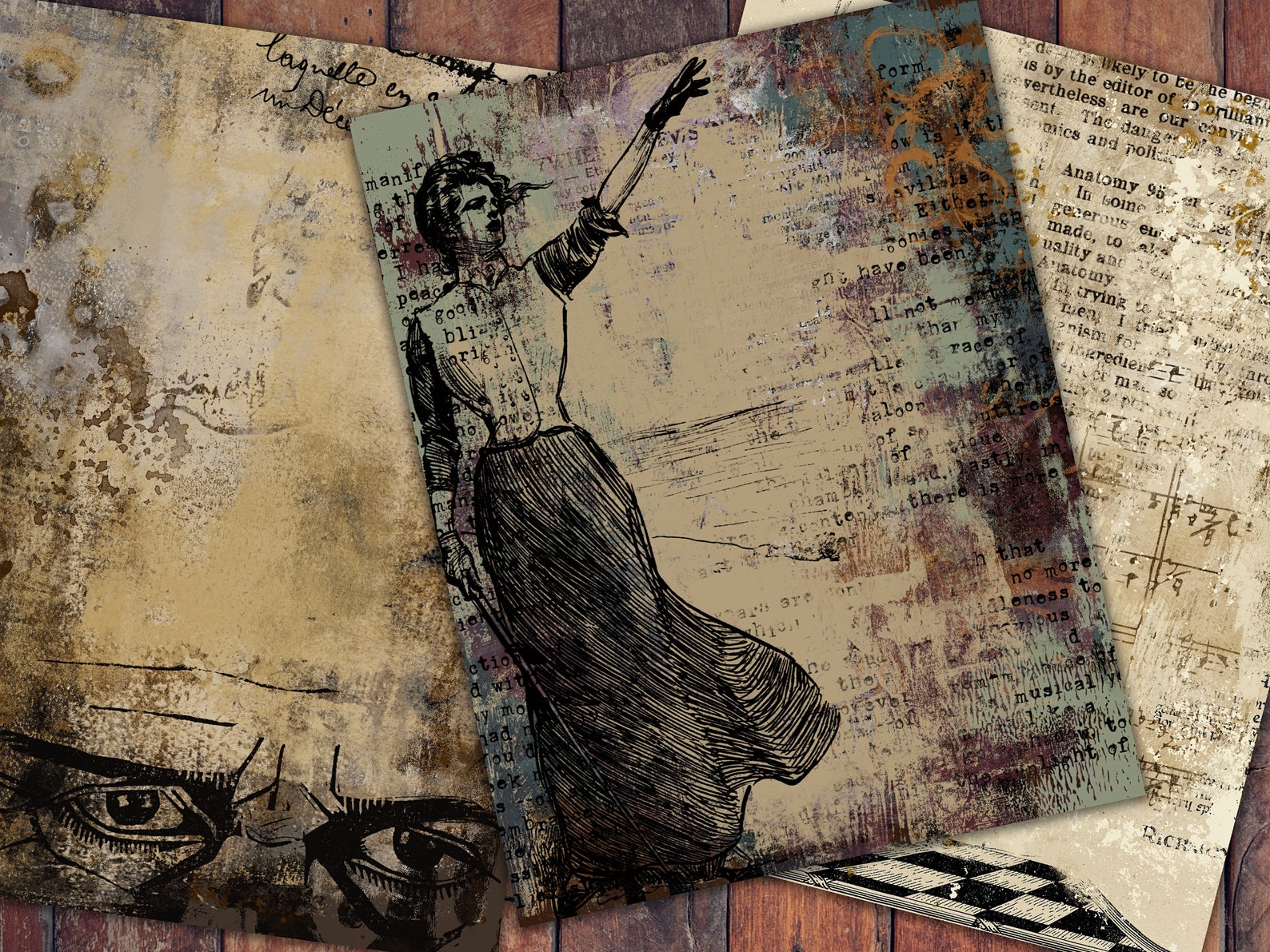 Patchwork Digital Paper Pack Printable Papers Collage | Etsy