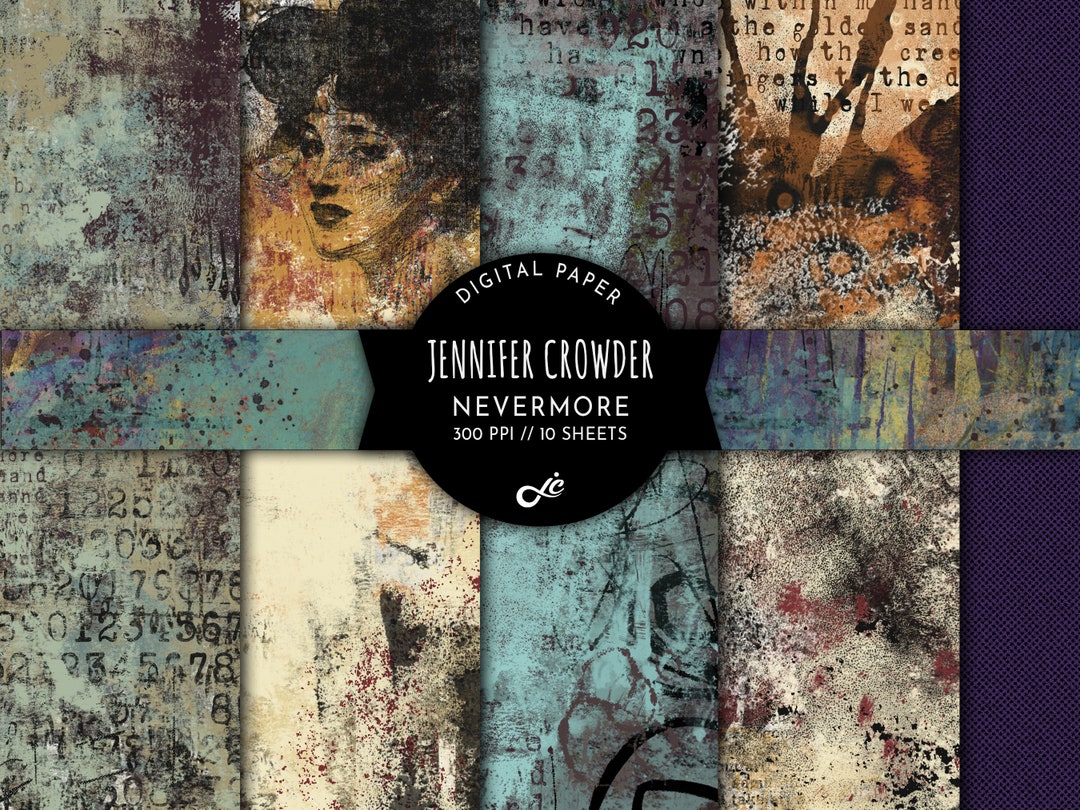 Nevermore Grunge Digital Paper Pack, Collage Paper, Scrapbook Paper ...