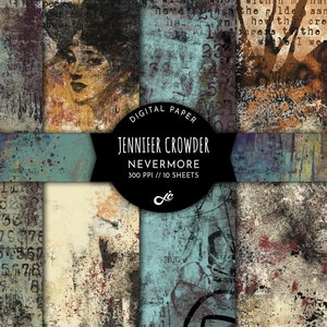 Letters and Numbers Part Deux Grunge Digital Paper Pack, Collage Paper ...