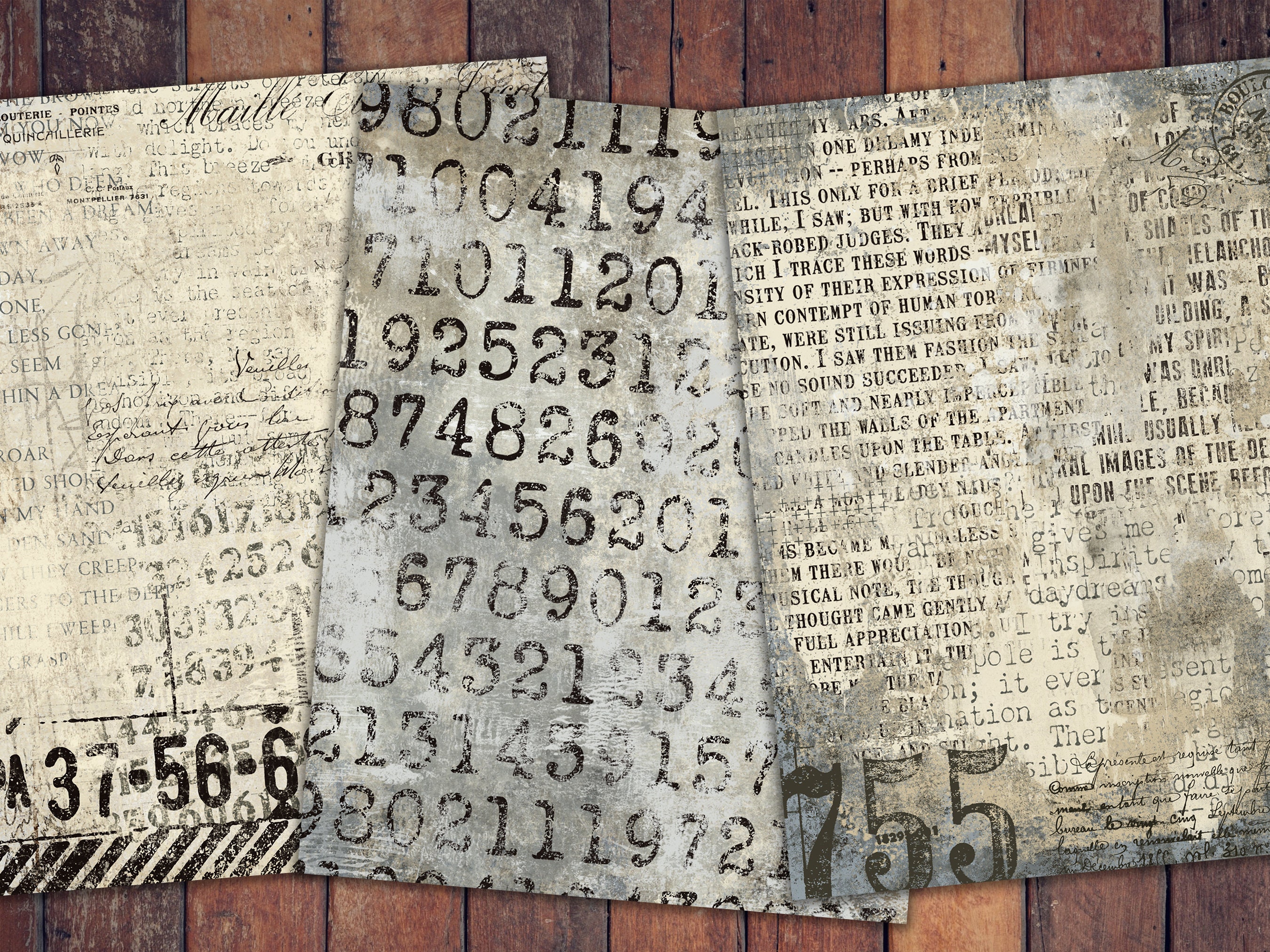 Letters and Numbers Part Deux Grunge Digital Paper Pack - Junk Journal ...