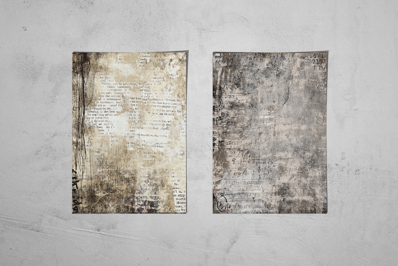 Letters and Numbers Digital Paper Pack, Collage Paper, Grunge Digital ...