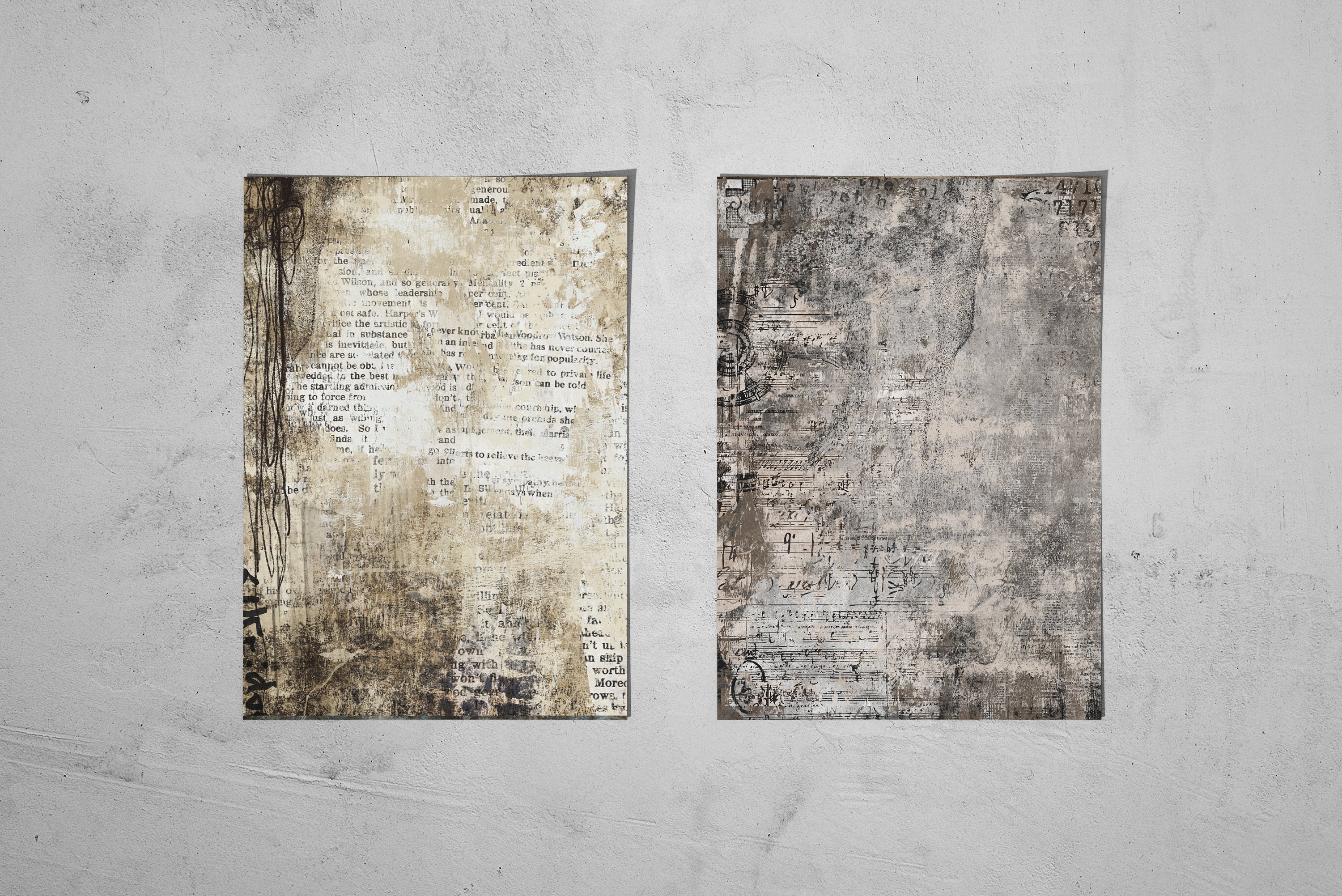 Letters and Numbers Digital Paper Pack, Collage Paper, Grunge Digital ...