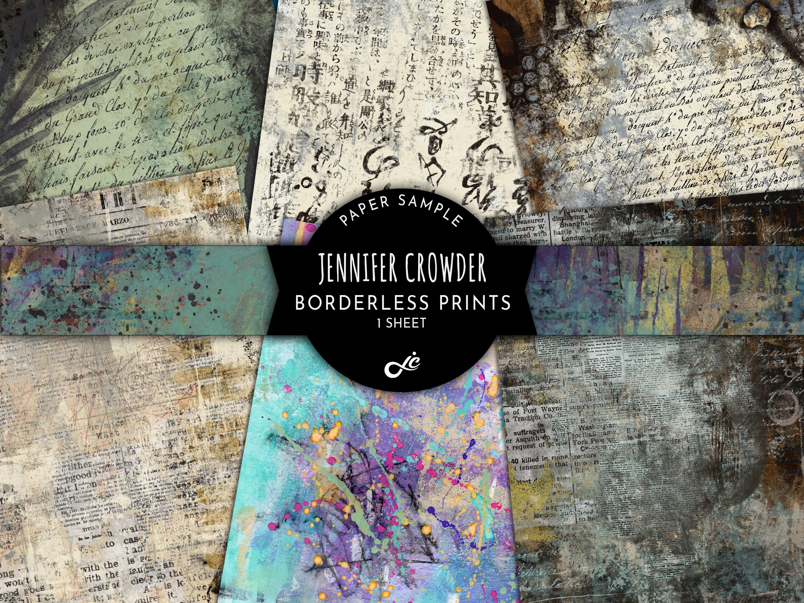 Collage Paper Sample -- Borderless Print Sample -- Junk Journal Paper ...