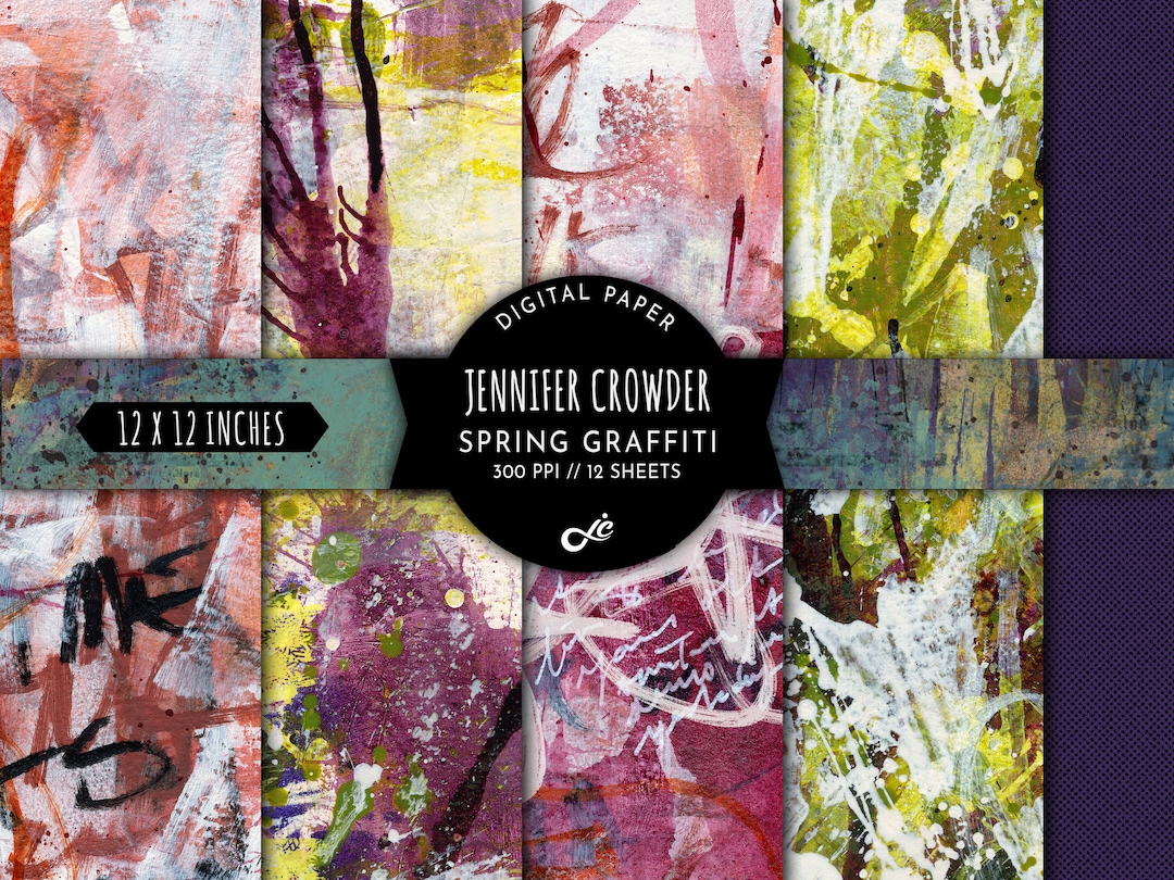 Spring Graffiti 12" X 12" Digital Paper Pack - Junk Journal - Scrapbook ...