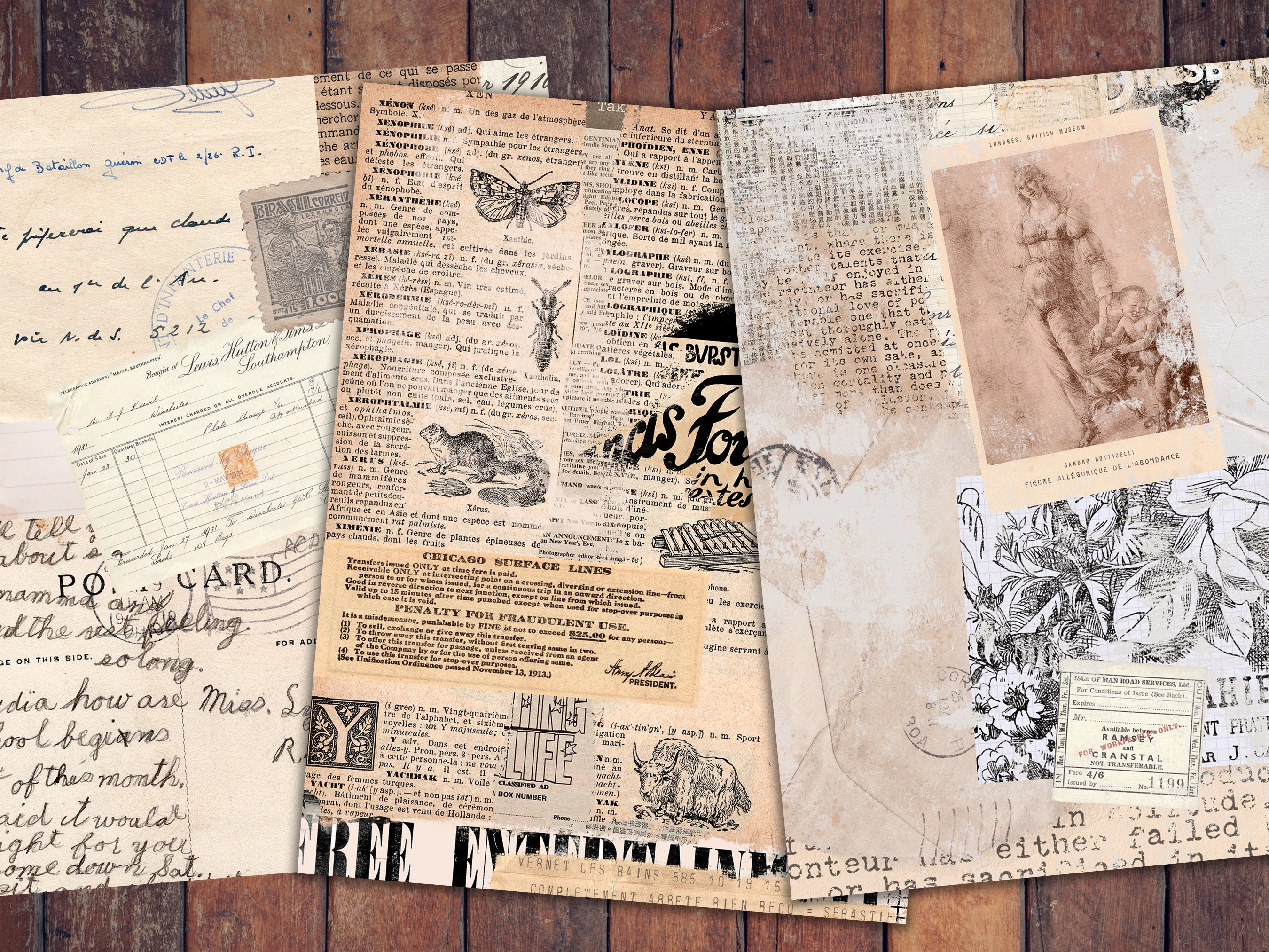 Collage Creative Borderless Prints Collage Paper Junk Journal Paper ...