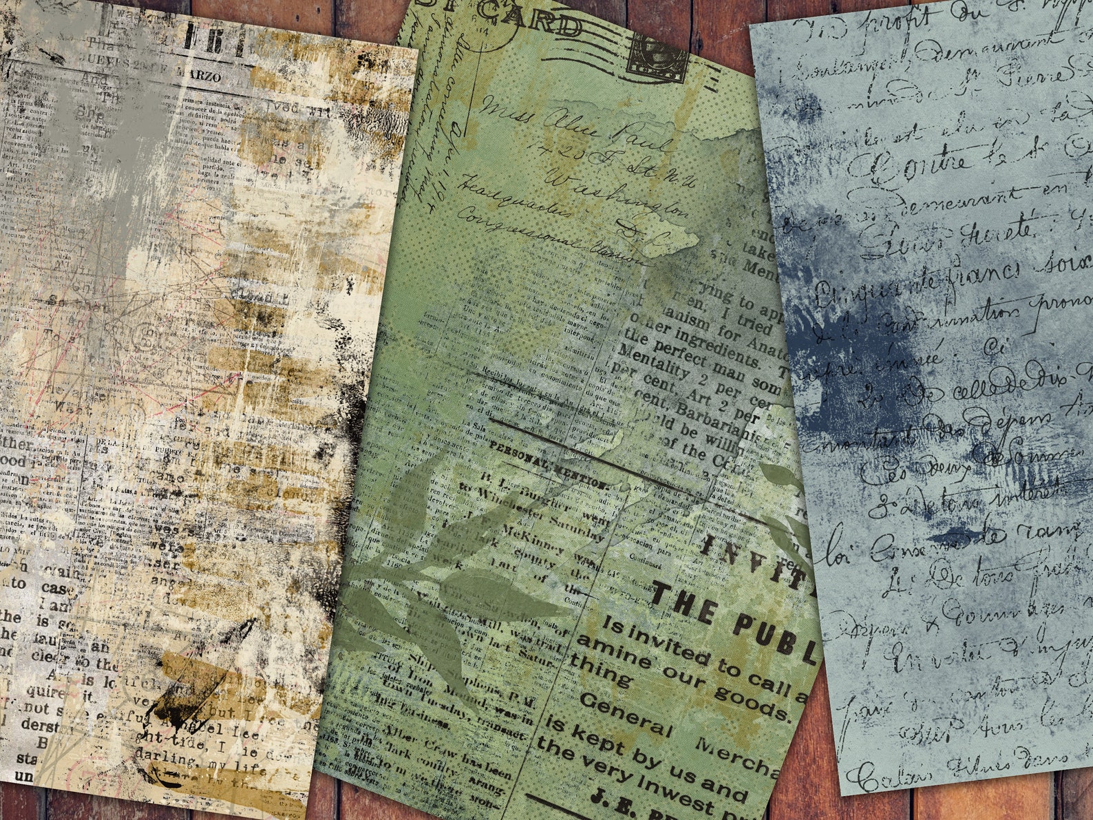 Patchwork Digital Paper Pack Printable Papers Collage - Etsy