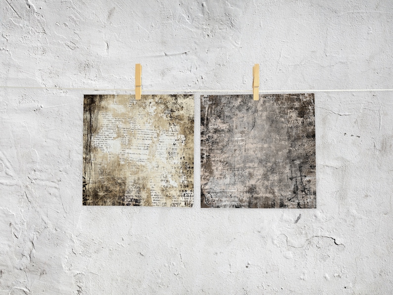 Letters and Numbers Digital Paper Pack, Collage Paper, Grunge Digital ...