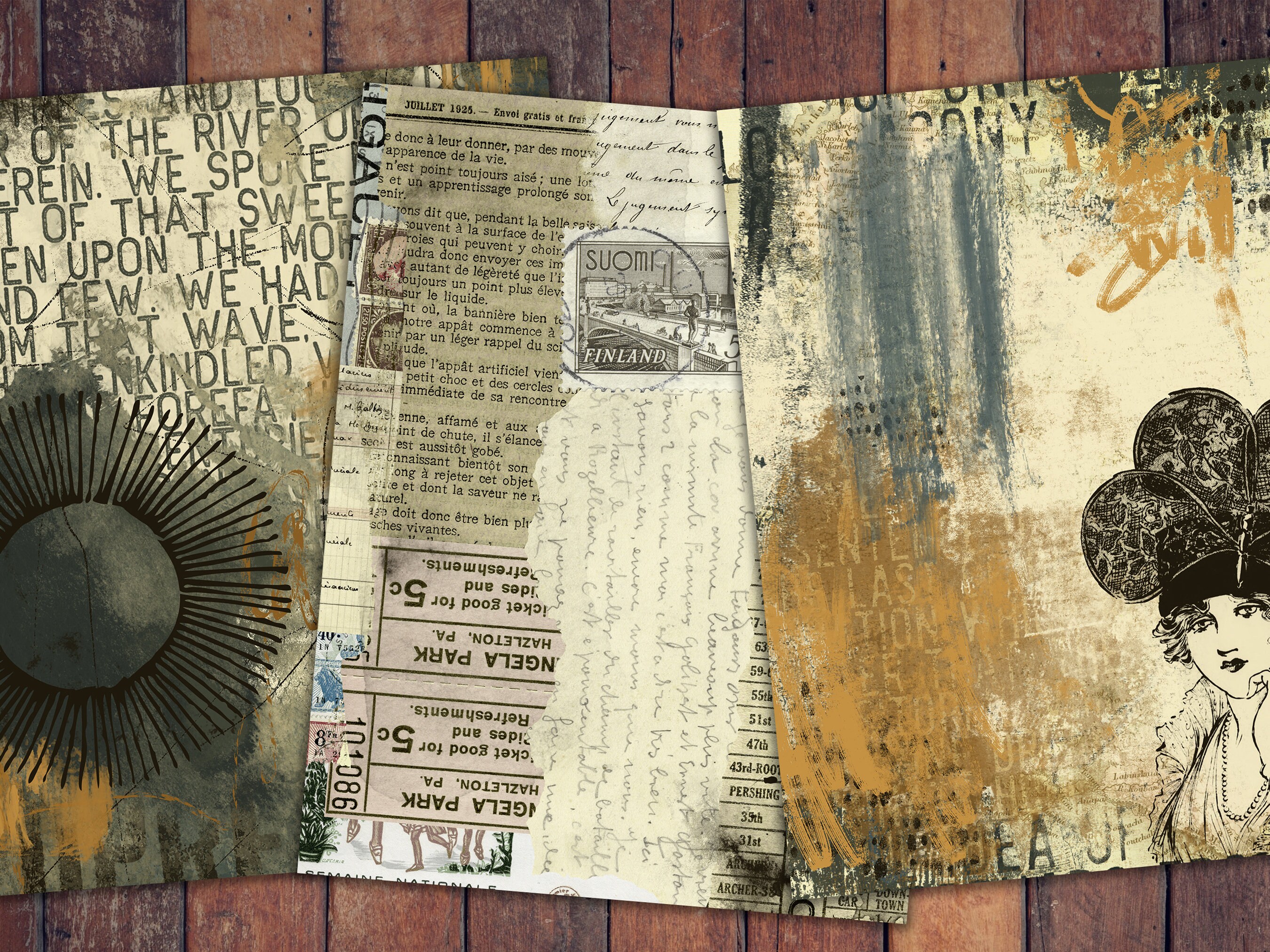 Fool's Gold Digital Paper Pack Printable Papers Collage Paper Scrapbook ...