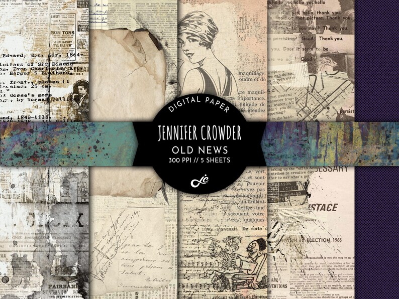 Old News 12 X 12 Digital Paper Pack for Collage - Junk Journals ...