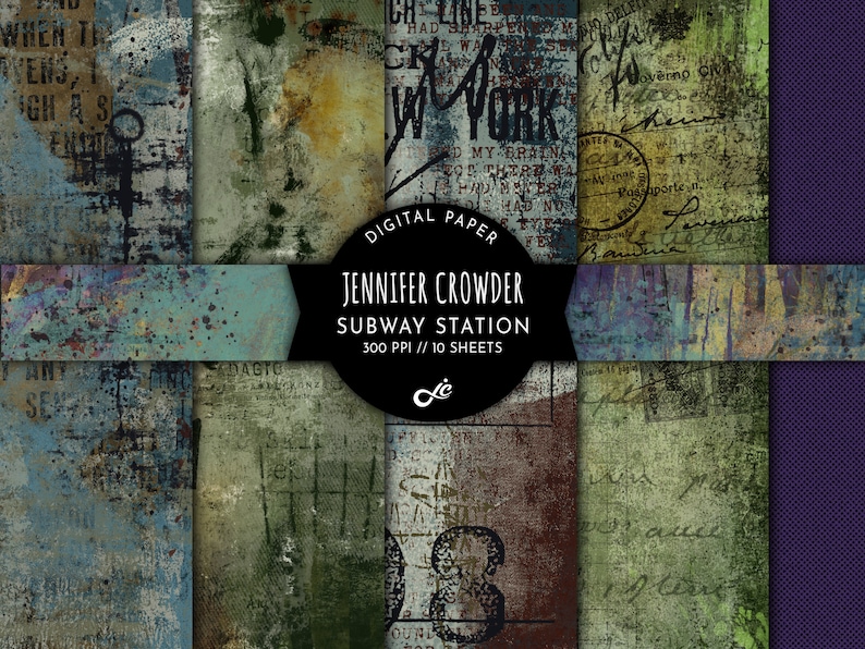 Subway Station Grunge Digital Paper Pack, Collage Paper, Scrapbook ...