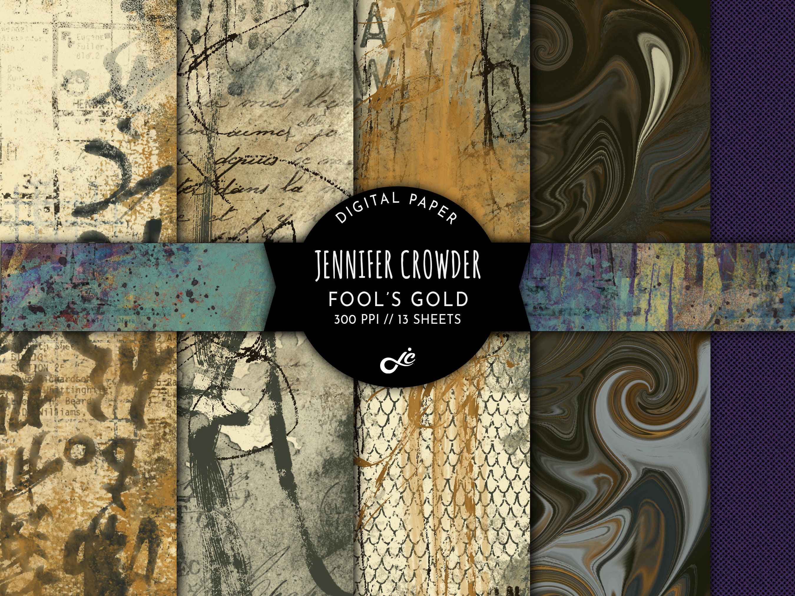 Fool's Gold Digital Paper Pack - Junk Journal Kit - Scrapbooking ...