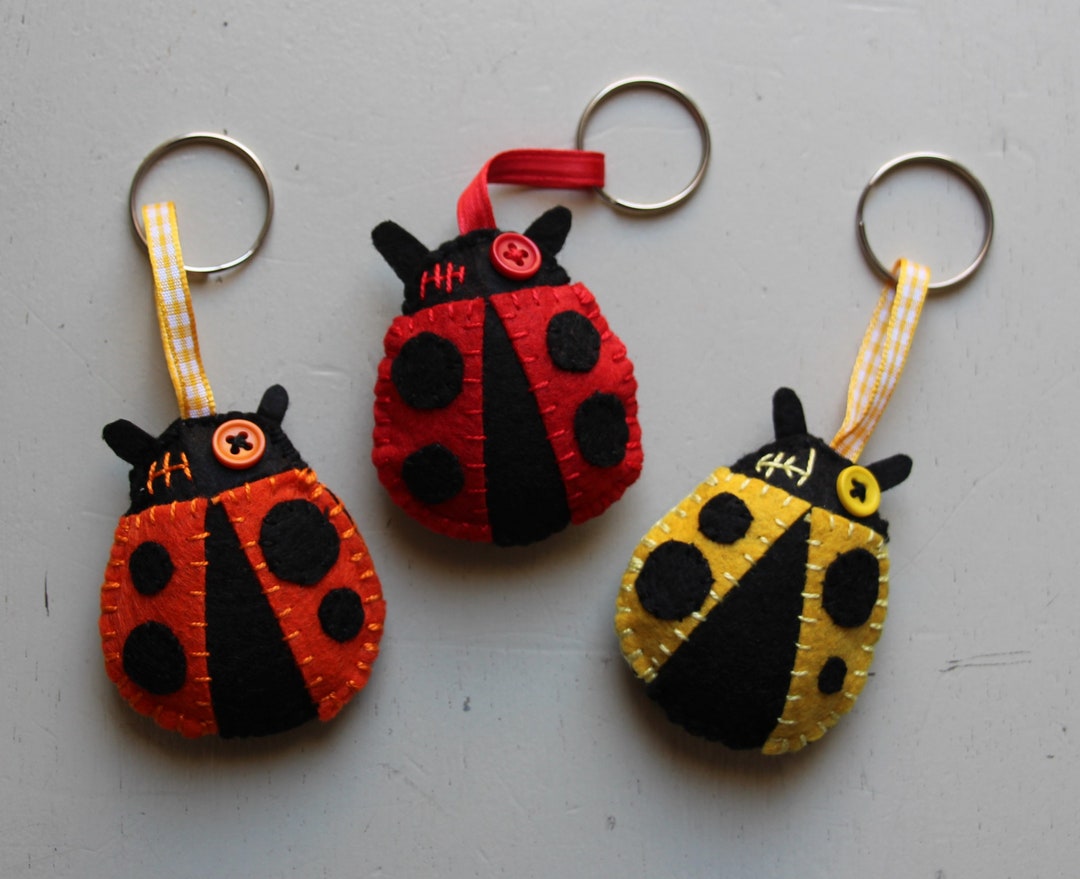 Ladybird Keychain Key Ring Ladybug Handmade Gift Idea Felt Key Chain ...