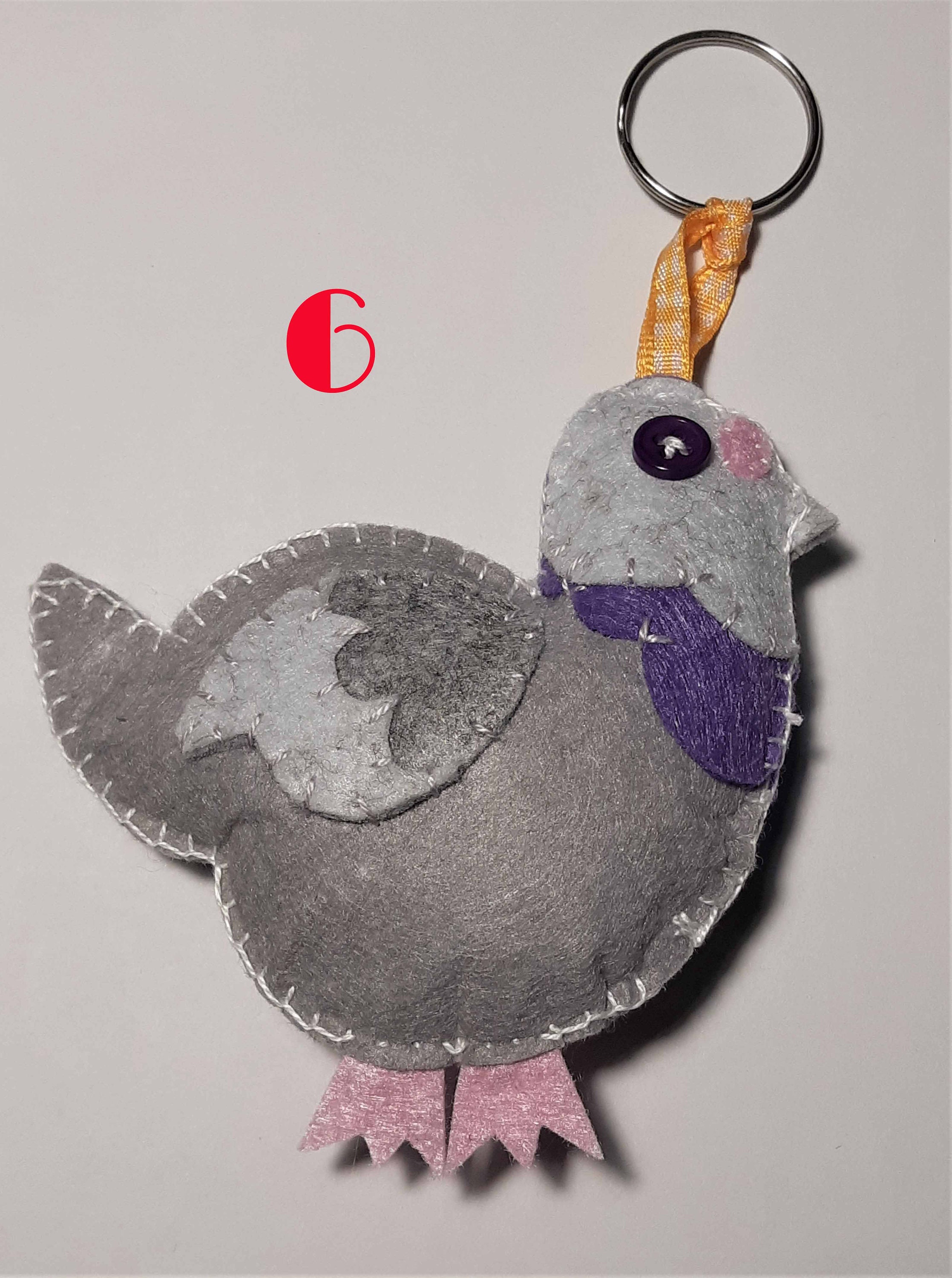 Pigeons Handmade Hand stitched key chain Pigeon bird felt | Etsy