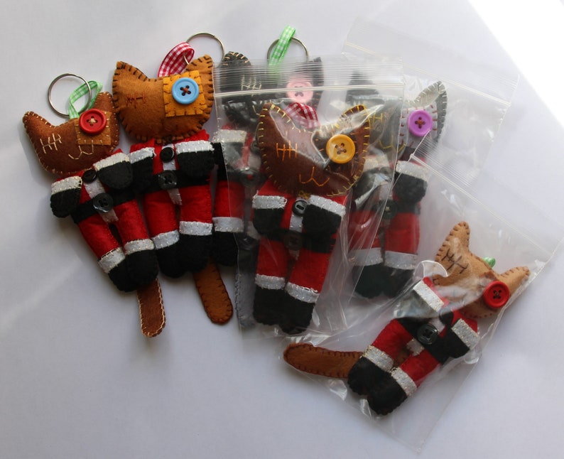 Father Christmas Key chain cat Handmade gift idea Party | Etsy