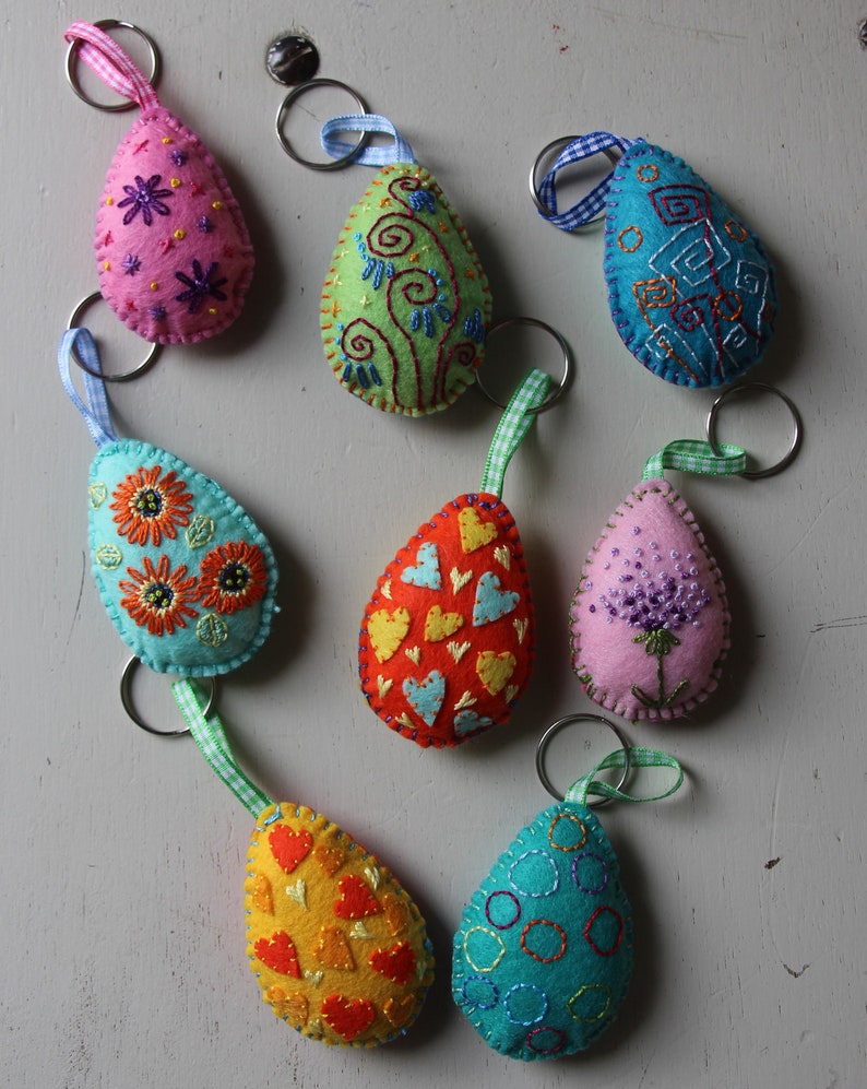Easter Egg Keychain Key Ring Handmade Gift Idea Felt Easter Celebration ...