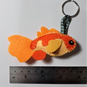 Goldfish Keychain Key Ring Handmade Bag Charm Pet Fish Gift Idea Felt ...