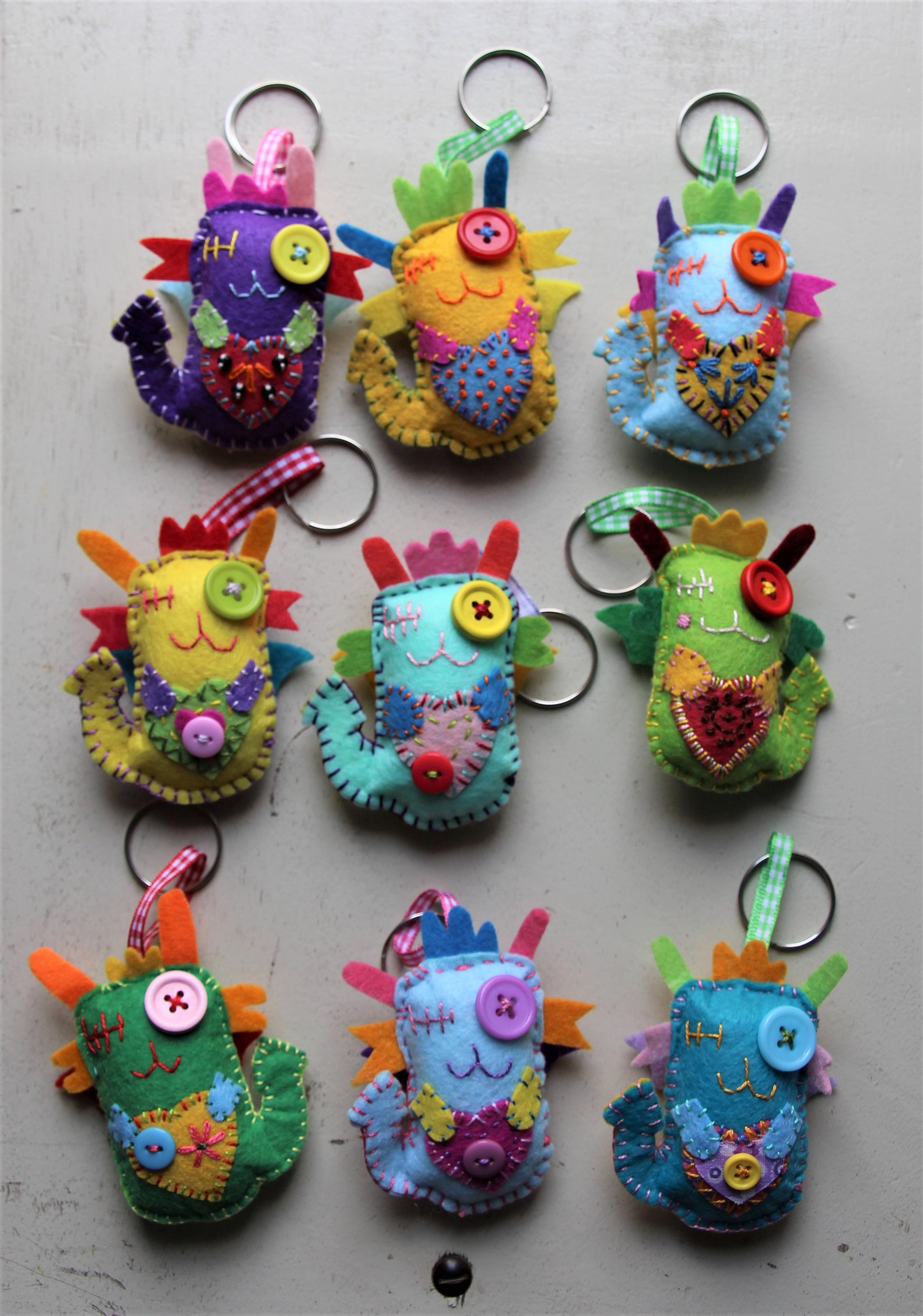 Dragon Keychain Felt Key Ring Dragon Gift Party Handmade Hand - Etsy