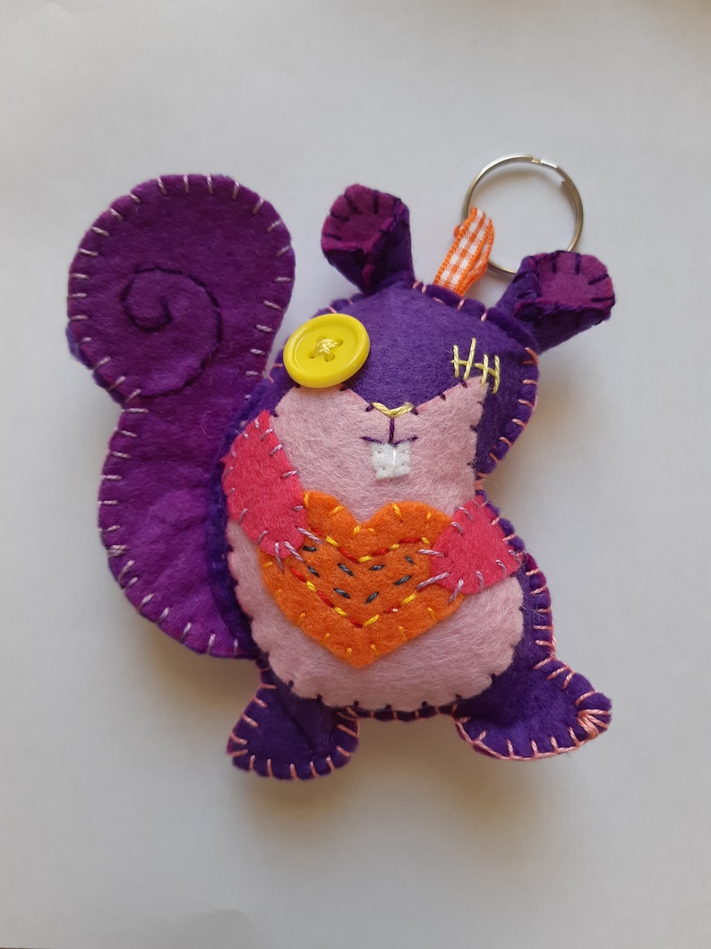 Squirrels Ring Handmade Hand Stitched Key Chain Squirrel Felt | Etsy