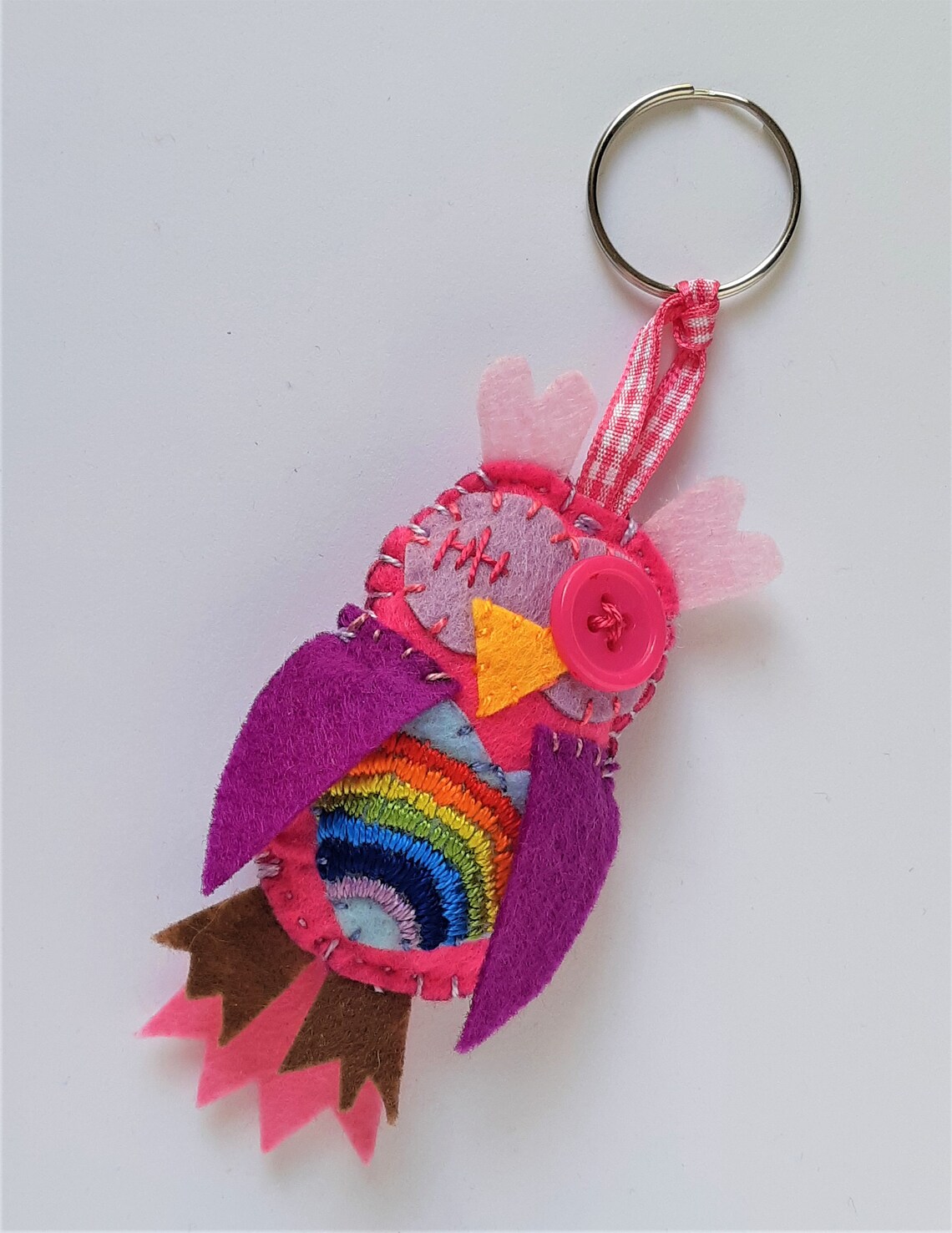 Owl Keychain Key Ring Handmade Night Bird Gift Idea Felt Hand | Etsy