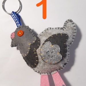 Pigeons Handmade Hand Stitched Key Chain Pigeon Bird Felt Collectable ...