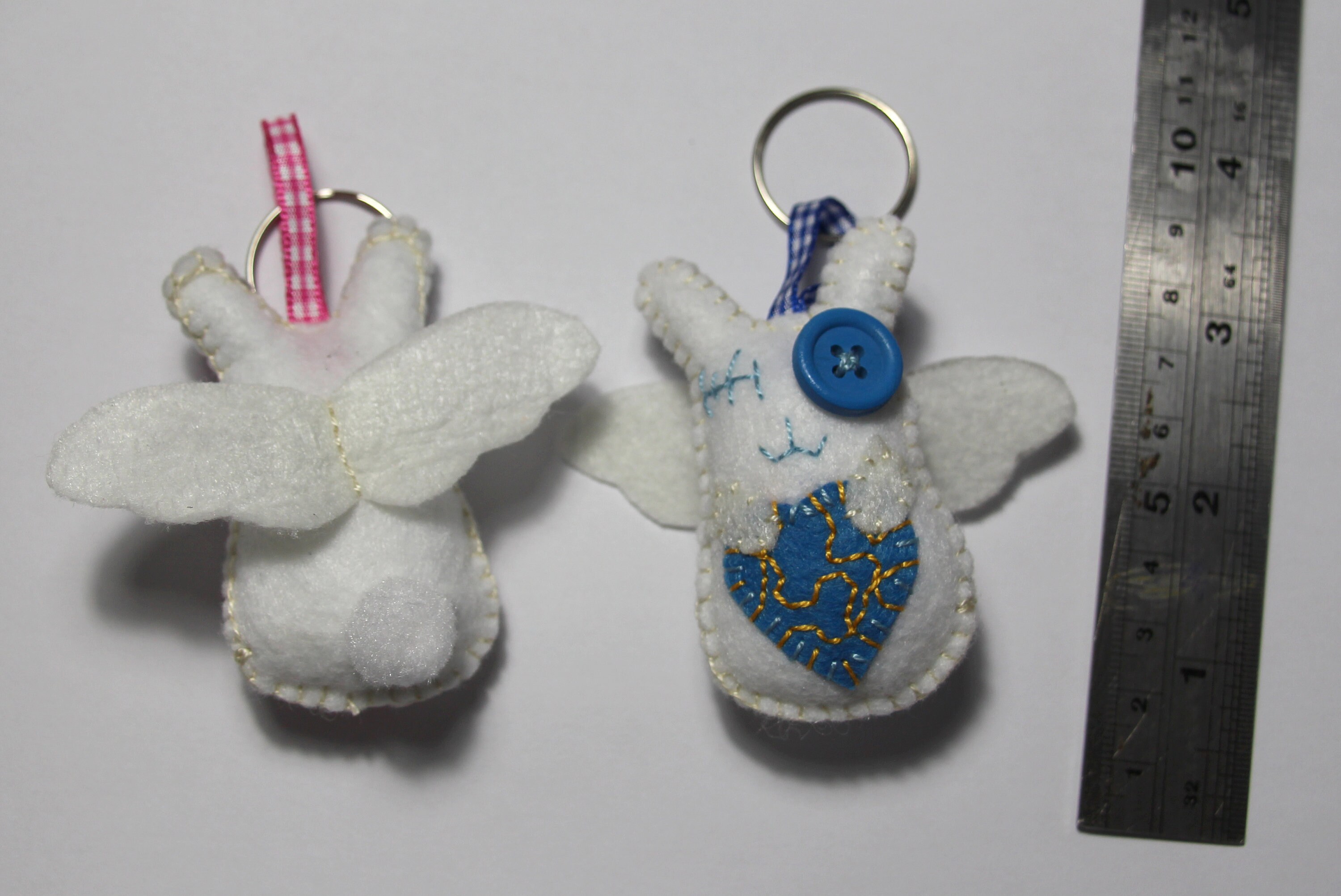 Angel Bunny Keychain Key Ring Handmade Rabbit Gift Idea Felt | Etsy