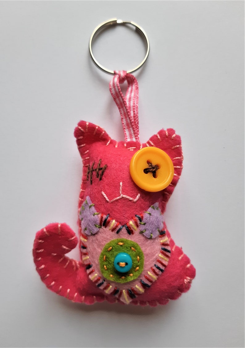 Cat key chain Key ring Kitten Feline Gift idea Felt Handmade | Etsy