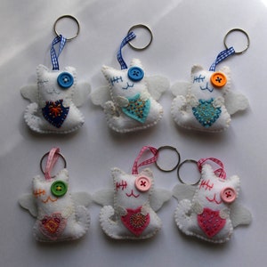 Angel Cat Keychain Key Ring Handmade Angel Kitten Gift Idea Felt ...