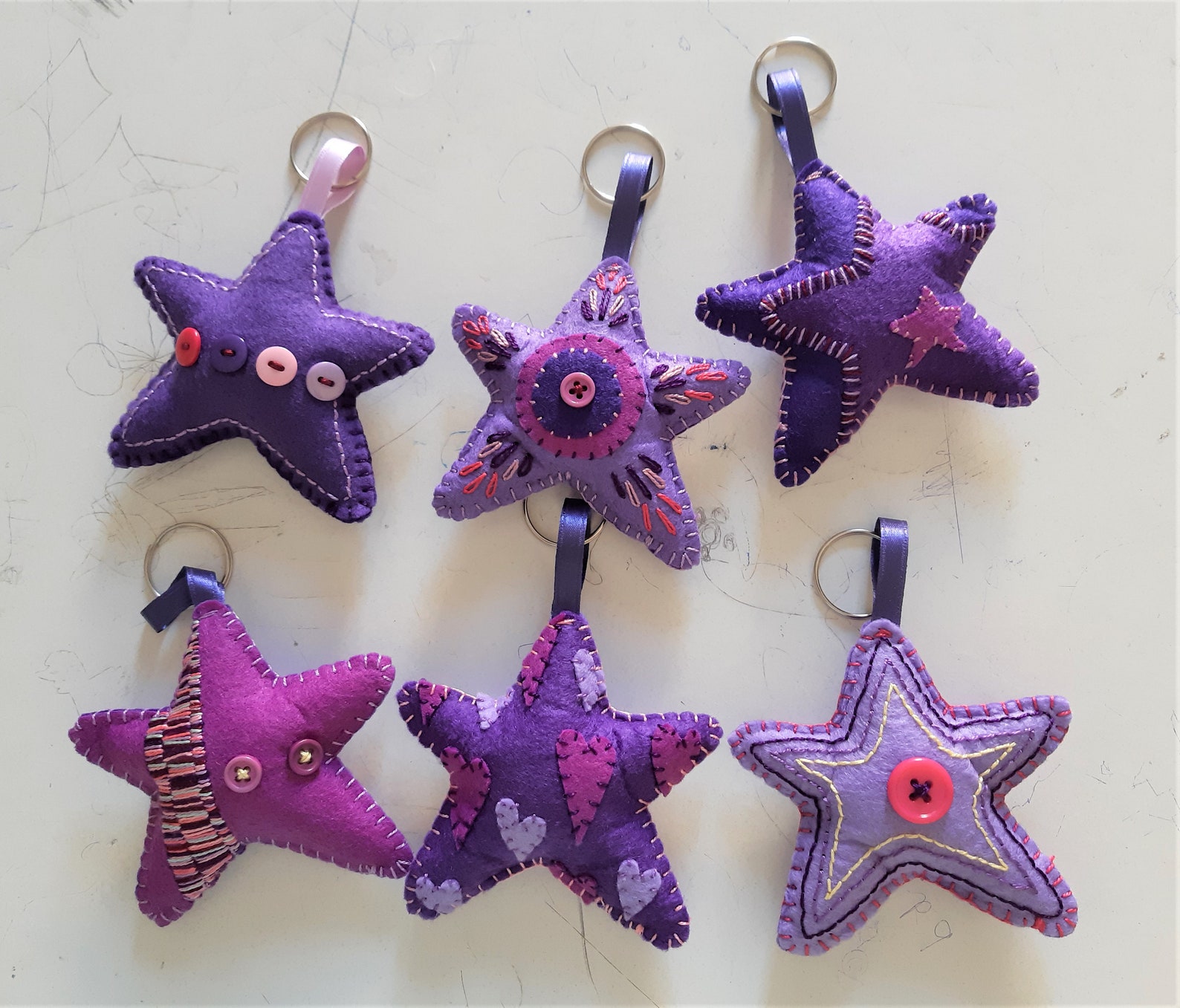 Star Keychain Key Ring Stars Handmade Hand Sewn Star Bag Charm - Etsy