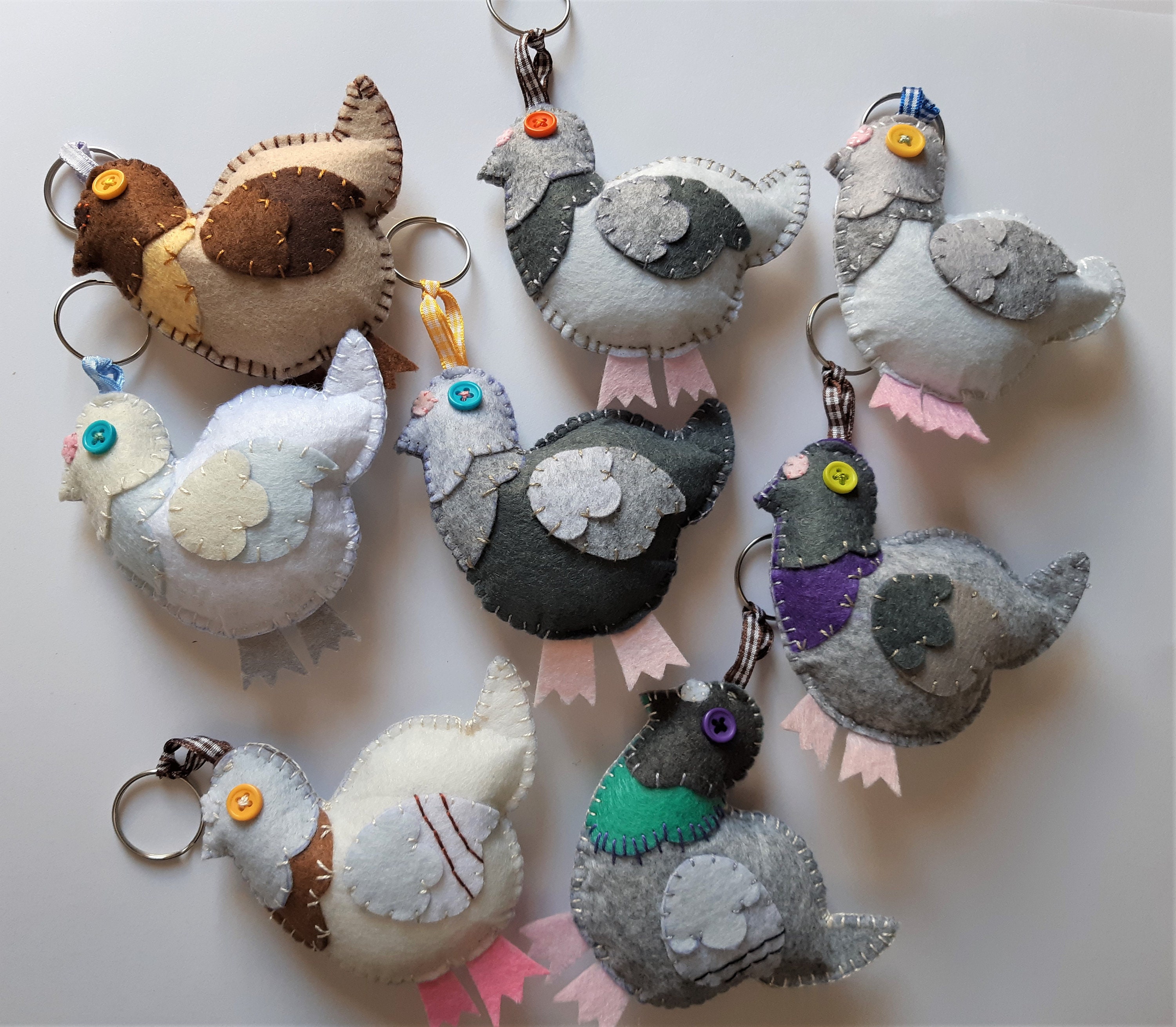 Pigeons Handmade Hand Stitched Key Chain Pigeon Bird Felt - Etsy UK