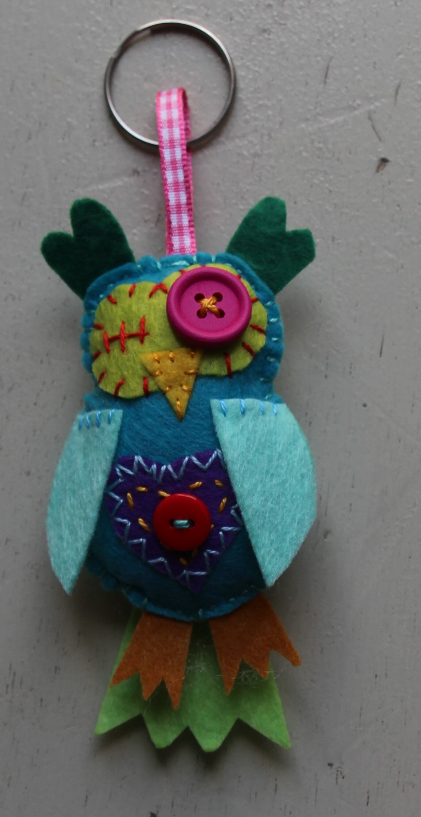 Owl Keychain Key Ring Handmade Night Bird Gift Idea Felt Hand | Etsy