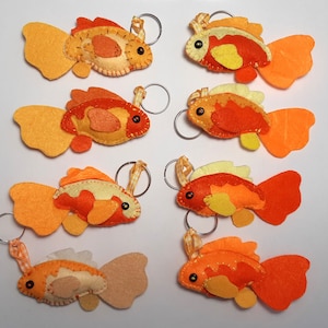 Goldfish Keychain Key Ring Handmade Bag Charm Pet Fish Gift Idea Felt ...