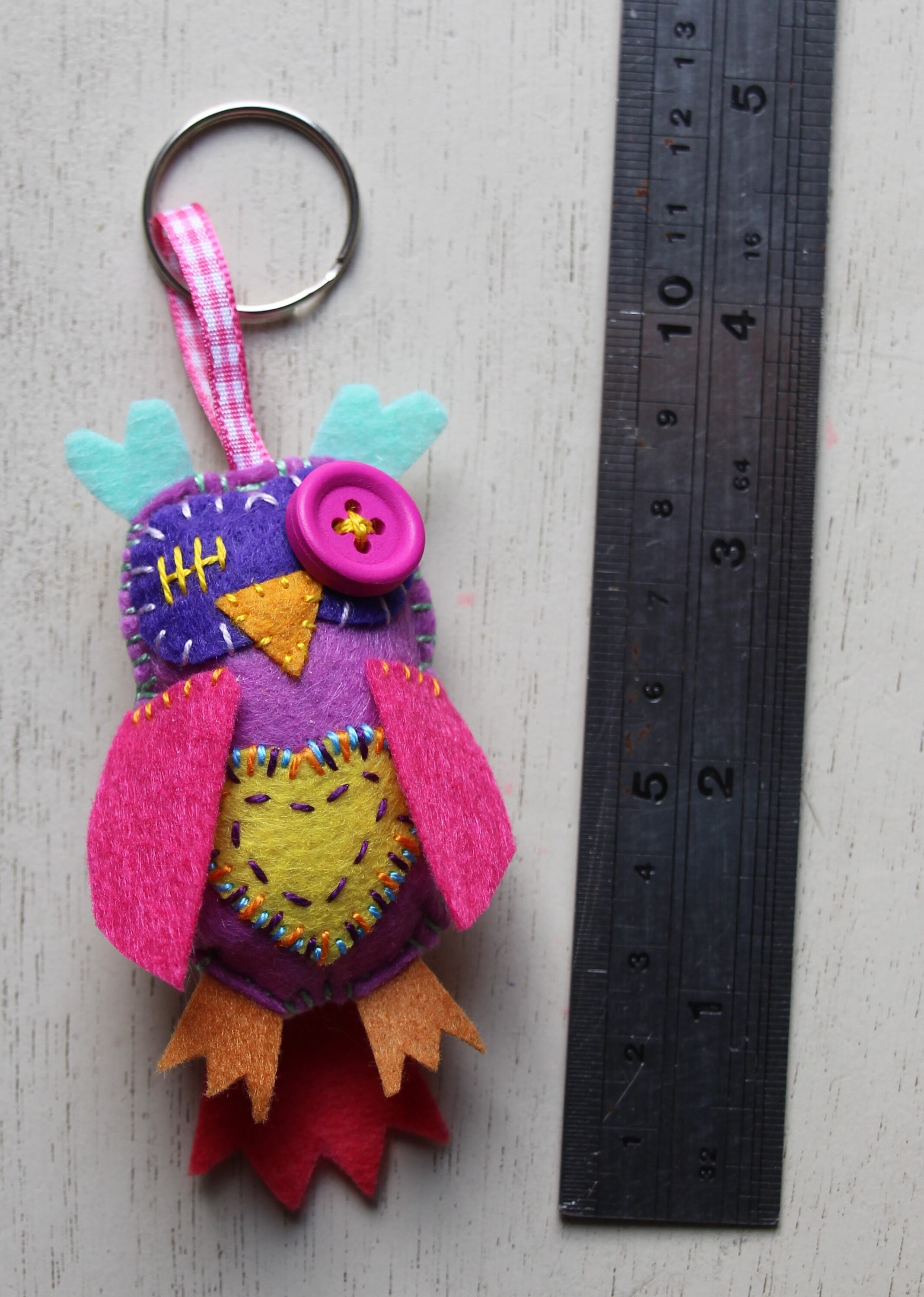 Owl Keychain Key Ring Handmade Night Bird Gift Idea Felt Hand | Etsy