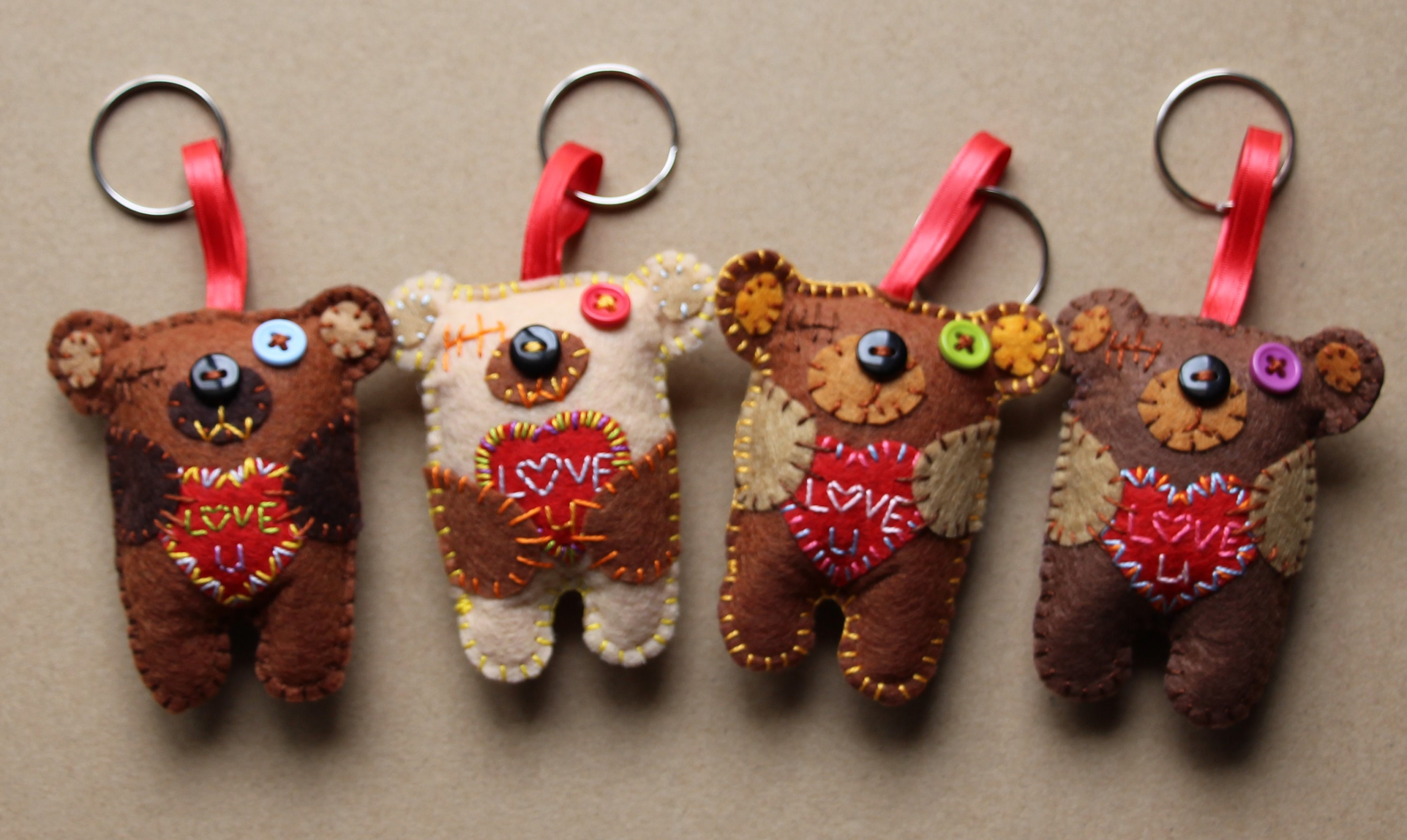 Bear Keychain keyring Handmade Hand stitched panda polar | Etsy