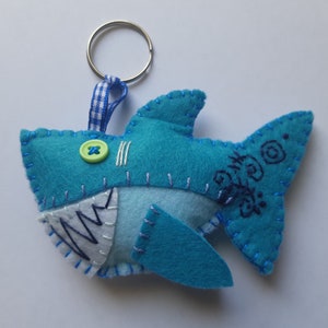 Sharks Handmade Hand Stitched Key Chain Sea Fish Creatures Felt ...