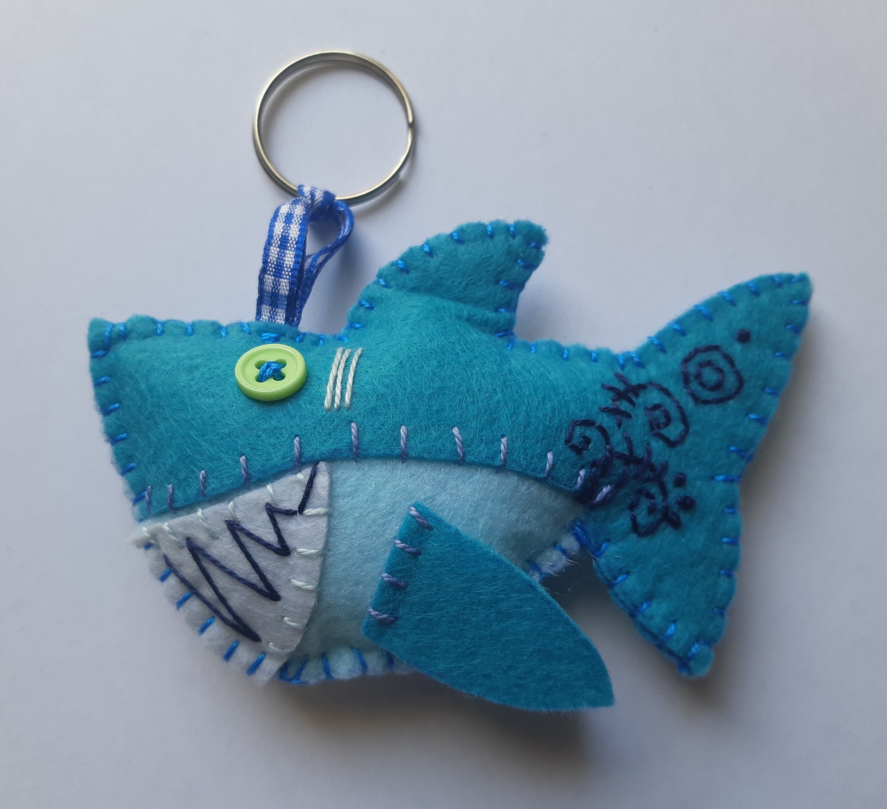 Hand Stitched Felt Shark Keychain: Collectible Sea Creature Bag Charm ...