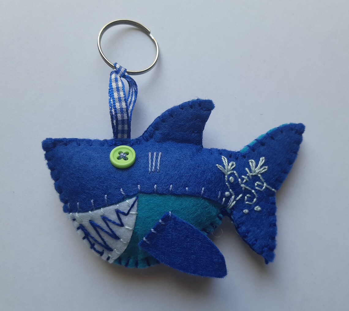 Sharks Handmade Hand stitched key chain sea fish creatures | Etsy
