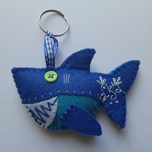 Sharks Handmade Hand Stitched Key Chain Sea Fish Creatures Felt ...