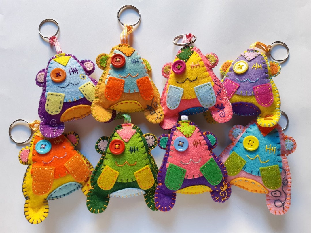 Monsters Handmade Hand Stitched Key Chain Monster Small Pouch Felt ...