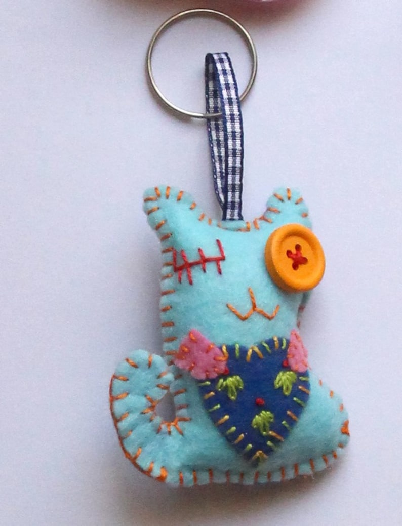 Cat key chain Key ring Kitten Feline Gift idea Felt Handmade | Etsy