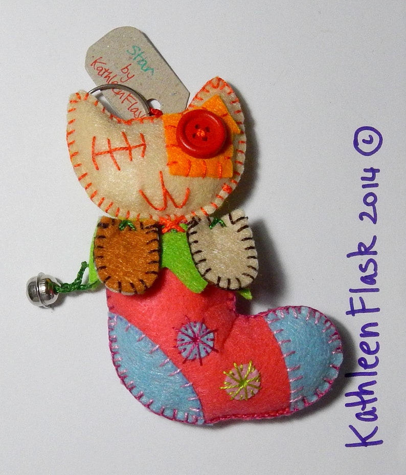 Christmas Sock Keychain Cat Handmade Jingle Bell Pendent Gift | Etsy
