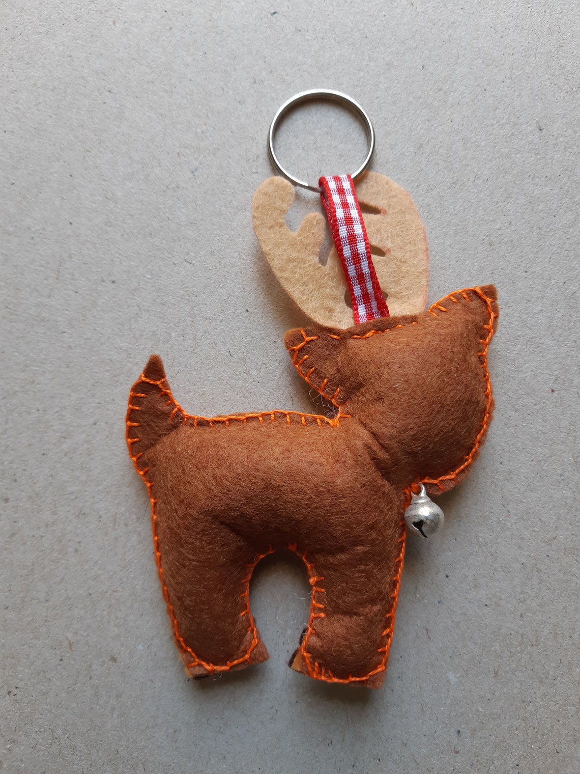 Reindeer Christmas Keychain Handmade Jingle Bell Pendent Gift - Etsy