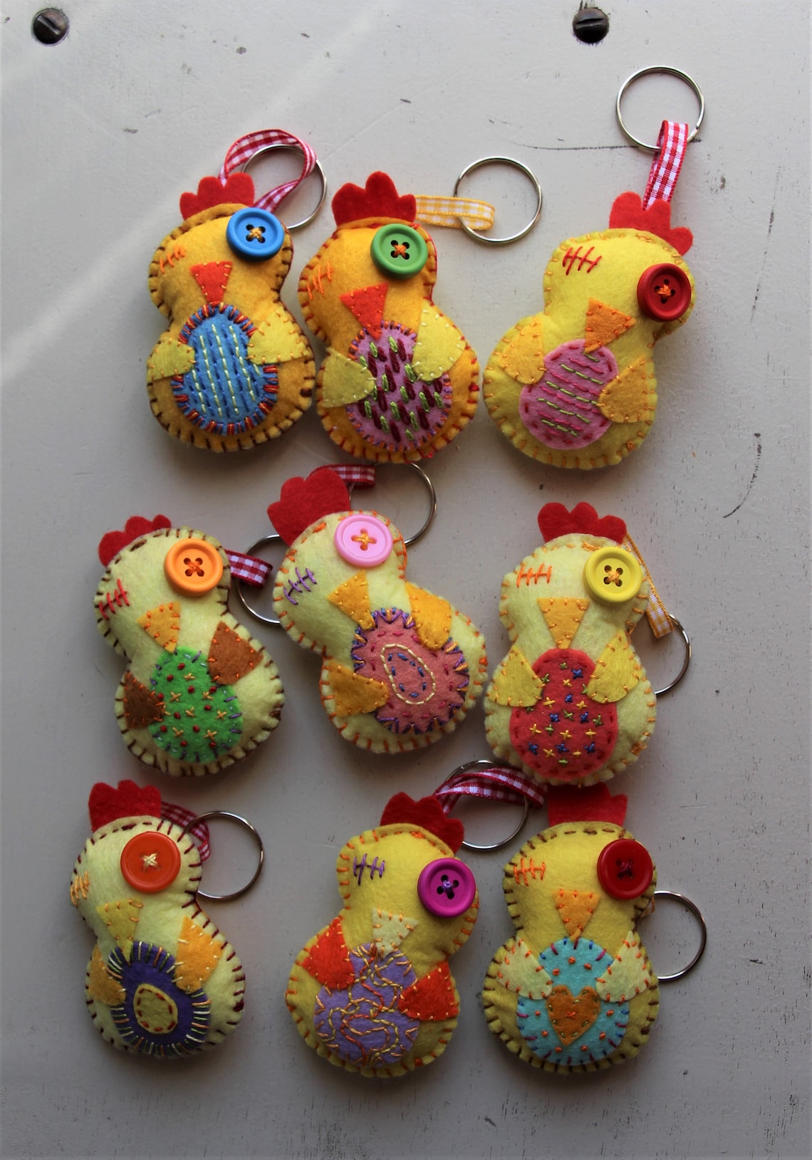 Easter Chicken Keychain Key Ring Handmade Chick Gift Idea Felt | Etsy