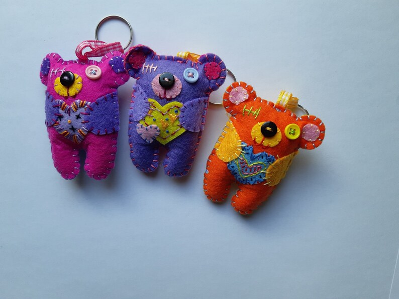 Colourful Bear Key Chain Key Ring Collectables Handmade Hand - Etsy UK