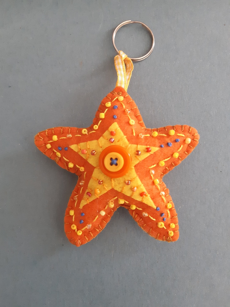 Star Keychain Key Ring Stars Handmade Hand Sewn Star Bag Charm - Etsy