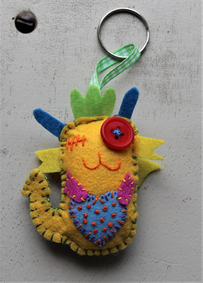 Dragon Keychain Felt Key Ring Dragon Gift Party Handmade Hand - Etsy