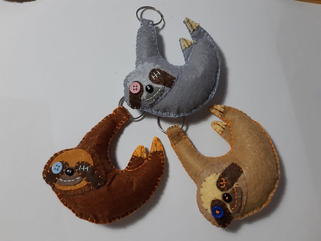 Sloth Keychain Key Ring Handmade Wild Animal Slow Gift Idea Felt Key ...