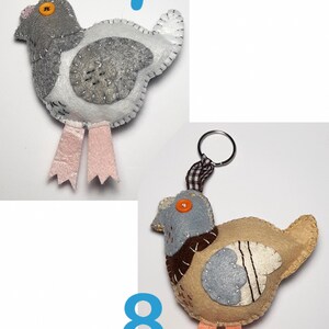 Pigeons Handmade Hand Stitched Key Chain Pigeon Bird Felt Collectable ...