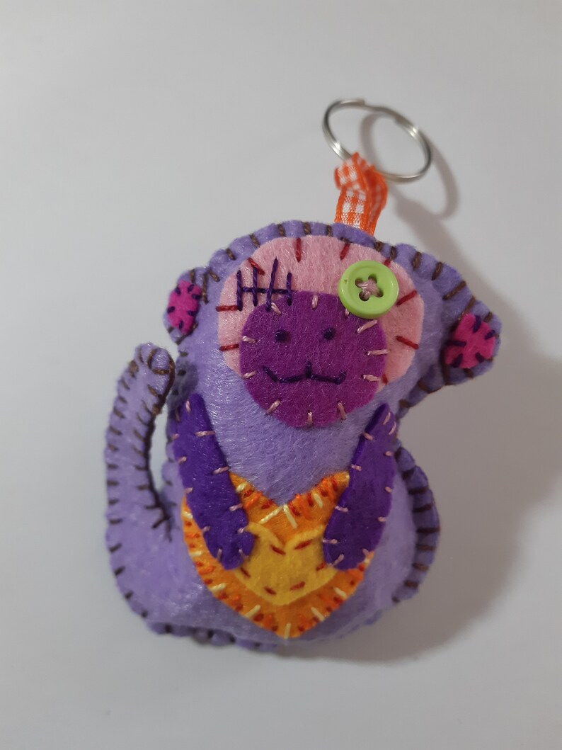 Monkey Key Chain Key Ring Hippo Handmade Wild Gift Idea Felt | Etsy
